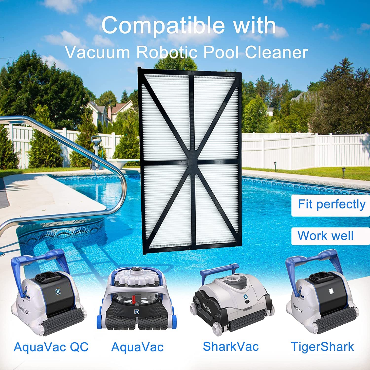 Replacement Robotic Pool Cleaner Filter Cartridges,Ultra Fine Cartridge Filter Panels, for Hayward Robotic AquaVac, TigerShark and SharkVac Pool Cleaners Maytronics Part Number: RCX70101PAK2 (2 Pack)