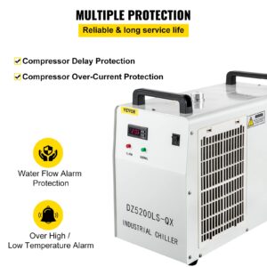 VEVOR Industrial Chiller, CW5200 Industrial Water Chiller, 1400W Cooling Capacity, 6L Capacity Cooling Water, Precise Thermostat Recirculating Chiller for 130/150W Engraving Machine Cooling Machine