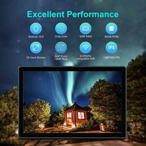 Android Tablet 10.1 Inch Tablet, 4GB RAM Octa-Core Processor, Google Certificated Wi-Fi Tablets, Dual Camera & Speaker, HD IPS Screen, Long Battery Life Tablet, Support Bluetooth (Blue)…