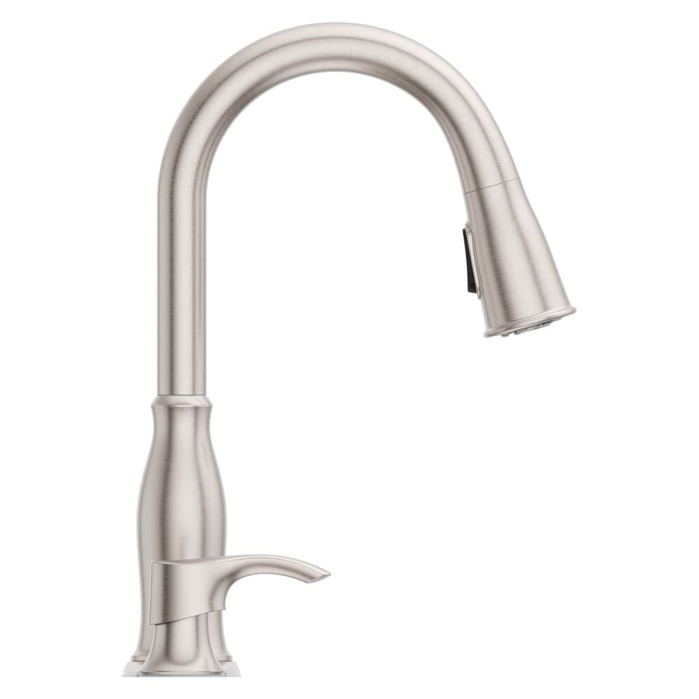 Pfister Rosslyn Kitchen Faucet with Pull Down Sprayer and Soap Dispenser, Single Handle, High Arc, Spot Defense Stainless Steel Finish, F5297RSSRGS