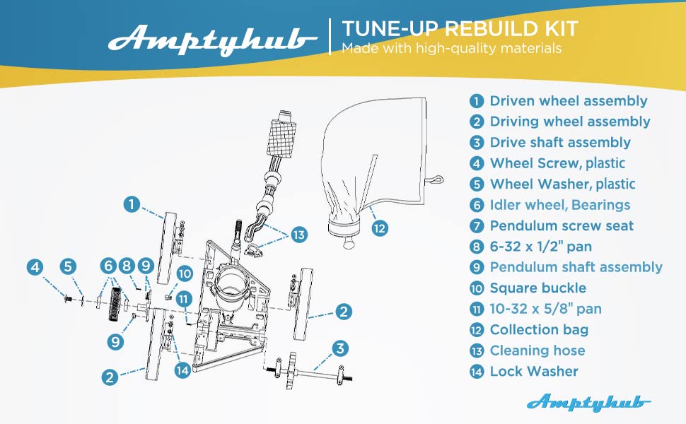 Amptyhub Pool Cleaner Rebuild kit Replacement for Zodiac Polaris Black Max 280 Pool Cleaner