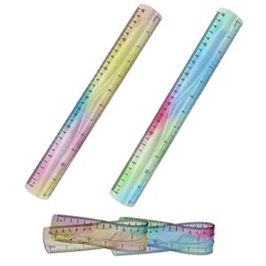 zofikol 2 pcs flexible ruler 12 inches bendable ruler soft ruler for kids students inches and metric ruler for schools, homes, offices