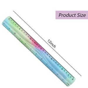 zofikol 2 Pcs Flexible Ruler 12 Inches Bendable Ruler Soft Ruler for Kids Students Inches and Metric Ruler for Schools, Homes, Offices