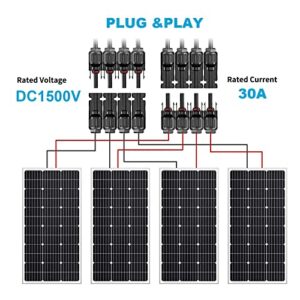 PFCTART Y Branch Solar Wiring Connector Plug, Panel Splitter Connectors and Wires Accessories Charge Controller Kit Solar Cable for Combiner Box (12AWG 1 Pair M/FFFF+F/MMMM)