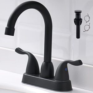 fropo 2 handle black bathroom sink faucet - 4 inch centerset faucet bathroom 2 or 3 hole lavatory faucet bathroom vanity sink faucets with pop-up drain and supply lines matte black