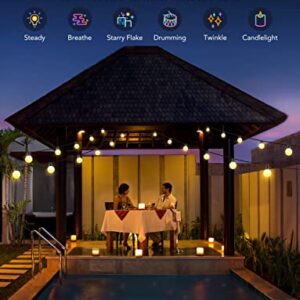 Govee Outdoor Lights, 50ft G40 APP Control String Lights with 6 Scene Modes, IP65 Waterproof Shatterproof Outdoor String Lights with 25 Dimmable Warm White LED Bulbs for Balcony, Backyard, Party