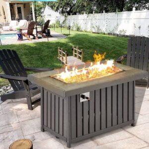 EROMMY Gas Fire Pit Table,38 Inch 50,000 BTU Round Propane Firepits with Lid and Fire Glass,CSA Certification,Add Warmth and Ambience to Gatherings and Parties on Patio Deck Garden Backyard,Brown