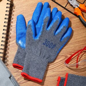 Haysandy 36 Pairs Rubber Latex Double Coated Gloves Large Gardening Gloves Blue Construction Gloves for Men Rubber Coated Gloves for Outdoor