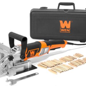 WEN JN8504 8.5-Amp Plate and Biscuit Joiner with Case and Biscuits & JN122B Birch Wood Biscuits for Woodworking, 100 Pack