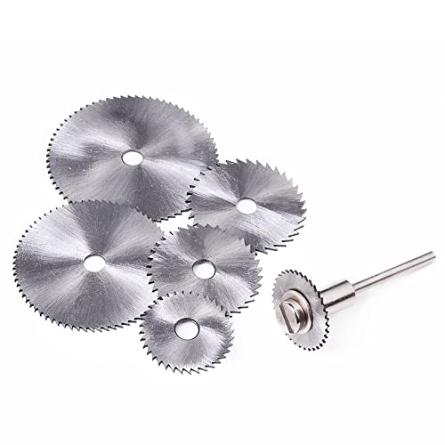 6pc HSS Saw Blades with 1pc 1/8" Shank Extension Rod, Cutting Wheel Set for Rotary Tools