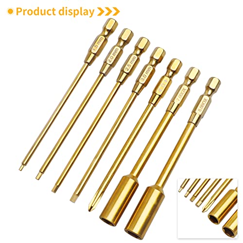 GoHobby Hex Head Allen Wrench Drill Bit Set 1.5mm 2.0mm 2.5mm 3.0mm Hex Nut Driver Bits for M4 M5 Lock Nuts Compatible with Electric Screwgun Power Drill RC Hobby Tools Kit