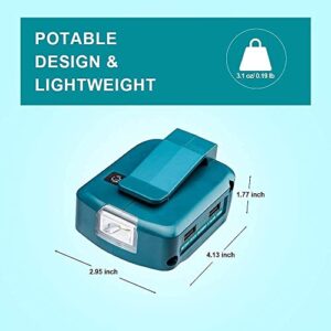 ADP05 Power Source for Makita 14-18V Lithium-Ion LXT Battery Geelink USB Phone Charger Adapter Converter with Dual USB Ports, 12V DC Port, 3W LED Work Light Flashlight