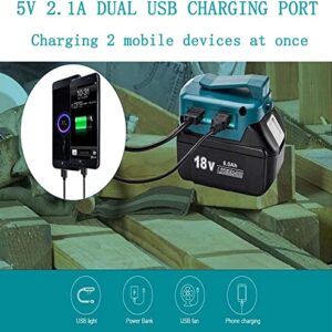 ADP05 Power Source for Makita 14-18V Lithium-Ion LXT Battery Geelink USB Phone Charger Adapter Converter with Dual USB Ports, 12V DC Port, 3W LED Work Light Flashlight