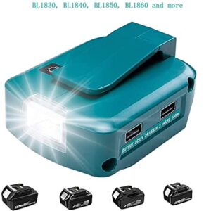 ADP05 Power Source for Makita 14-18V Lithium-Ion LXT Battery Geelink USB Phone Charger Adapter Converter with Dual USB Ports, 12V DC Port, 3W LED Work Light Flashlight