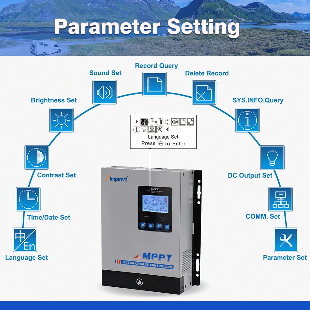 MPPT Solar Charge Controller 80 amp, 12v 24v 36v 48v auto Battery Regulator MAX PV Input 150V, Solar Charger Support Sealed, Gel, Flooded, and Lithium Batteries