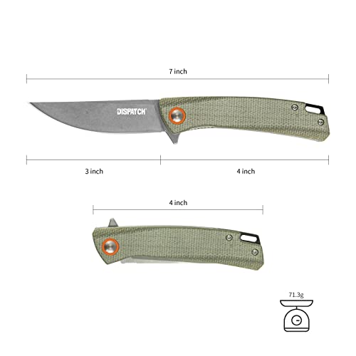 Dispatch Pocket Folding Knife, 8cr13 Stainless Steel, Micarta Handle, Survival, Hunting, Tactical, Outdoors, Camping, EDC Tool