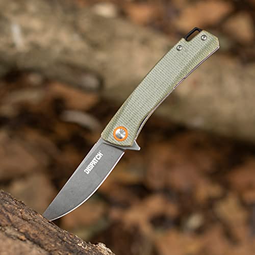 Dispatch Pocket Folding Knife, 8cr13 Stainless Steel, Micarta Handle, Survival, Hunting, Tactical, Outdoors, Camping, EDC Tool