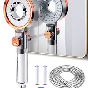 Filtered Handheld Shower Head, ELWEY High Pressure Showerhead with [Rainfall] [Mist] [Massage] Spray Modes Shower wand Comes With [Stainless Steel Hose] [Teflon Tape] [Shower Filter Replacement]