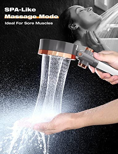 Filtered Handheld Shower Head, ELWEY High Pressure Showerhead with [Rainfall] [Mist] [Massage] Spray Modes Shower wand Comes With [Stainless Steel Hose] [Teflon Tape] [Shower Filter Replacement]