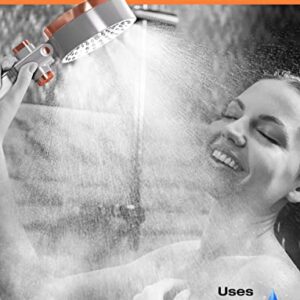 Filtered Handheld Shower Head, ELWEY High Pressure Showerhead with [Rainfall] [Mist] [Massage] Spray Modes Shower wand Comes With [Stainless Steel Hose] [Teflon Tape] [Shower Filter Replacement]