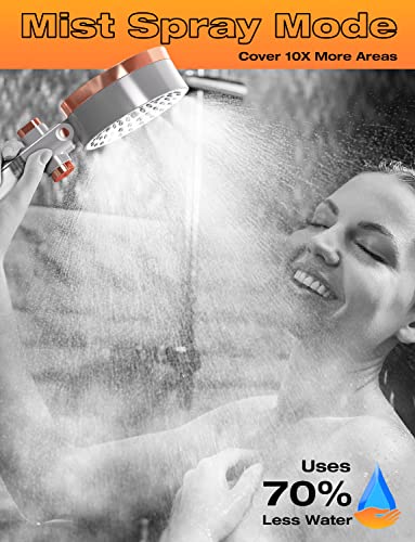 Filtered Handheld Shower Head, ELWEY High Pressure Showerhead with [Rainfall] [Mist] [Massage] Spray Modes Shower wand Comes With [Stainless Steel Hose] [Teflon Tape] [Shower Filter Replacement]