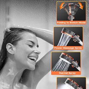 Filtered Handheld Shower Head, ELWEY High Pressure Showerhead with [Rainfall] [Mist] [Massage] Spray Modes Shower wand Comes With [Stainless Steel Hose] [Teflon Tape] [Shower Filter Replacement]