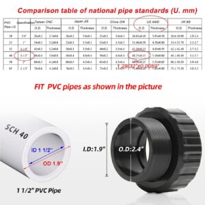 (2-Pack) SP1500UNPAK2 - Socket PVC Quick Connect Union for 1-1/2-Inch PVC Pipe (1.9 Inch outside DIA.) - Fits Hayward Perflex Extended-Cycle DE, Power-Flo Matrix