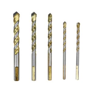 rannb 5pcs masonry drill bits four sizes 6mm,8mm,10mm,12mm drilling dia triangle hand drill bit set for metal concrete tile glass wood marble ceramic brick