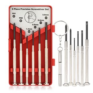 meet beauty 7pcs mini screwdriver set, sturdy small screwdriver sets with case, 4 flathead, 2 phillips, 1 keychain precision screwdriver, suitable for eyeglass, toys, watch repair