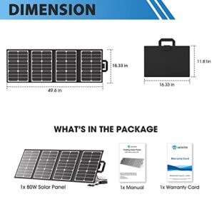 MONTEK 80W Foldable Solar Panel for Solar Generator, fit for Jackery/BLUETTI/Goal Zero/Anker/ECO Flow Portable Power Station, Outdoor Camping RV Off-Grid System