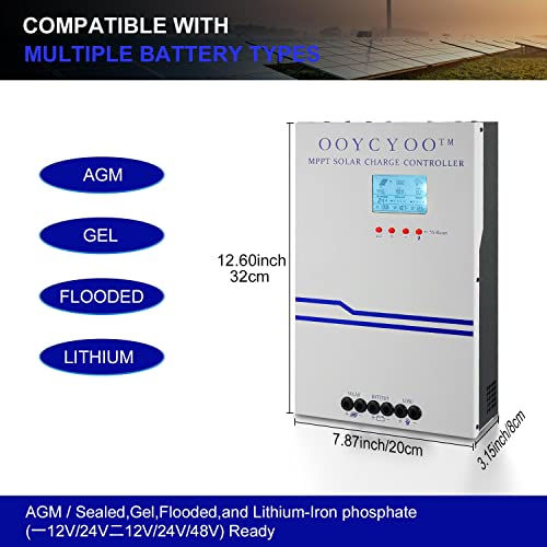 100 Amp MPPT Solar Charge Controller 48V 36V 24V 12V Auto,PV 150V Max Input Solar Panel , 100A Solar Panel Regulator Max Input Power 5000W, for AGM Sealed Gel Flooded Lithium Battery