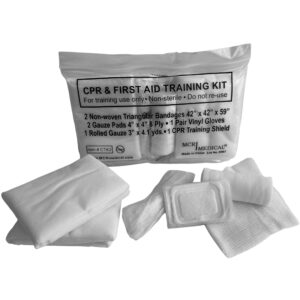 CPR & FA Training Kits w. 2 Non-Woven Triangular Bandages, 10 Pack, MCR Medical