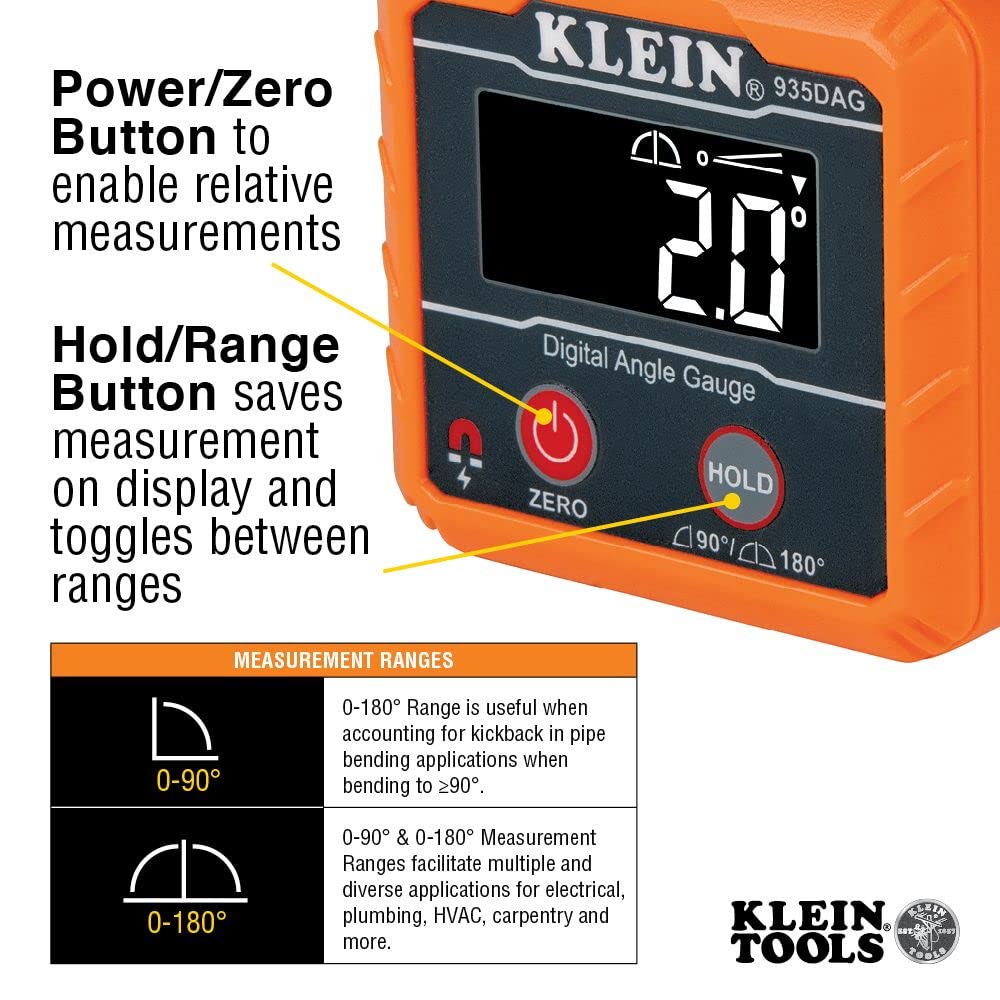 Klein Tools 80035 Level, Digital Electronic Level and Angle Gauge Tool Kit with Plumbers Straps, Measures Angles, Magnetic Base, 2-Piece