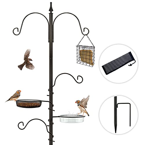 Bird Feeders Bird Feeding Station Bird Feeder Poles,Premium Multi Feeder Hanging Kit with Suet Cage and Bird Bath,Bird Food Finch Sock for Attracting Wild Birds