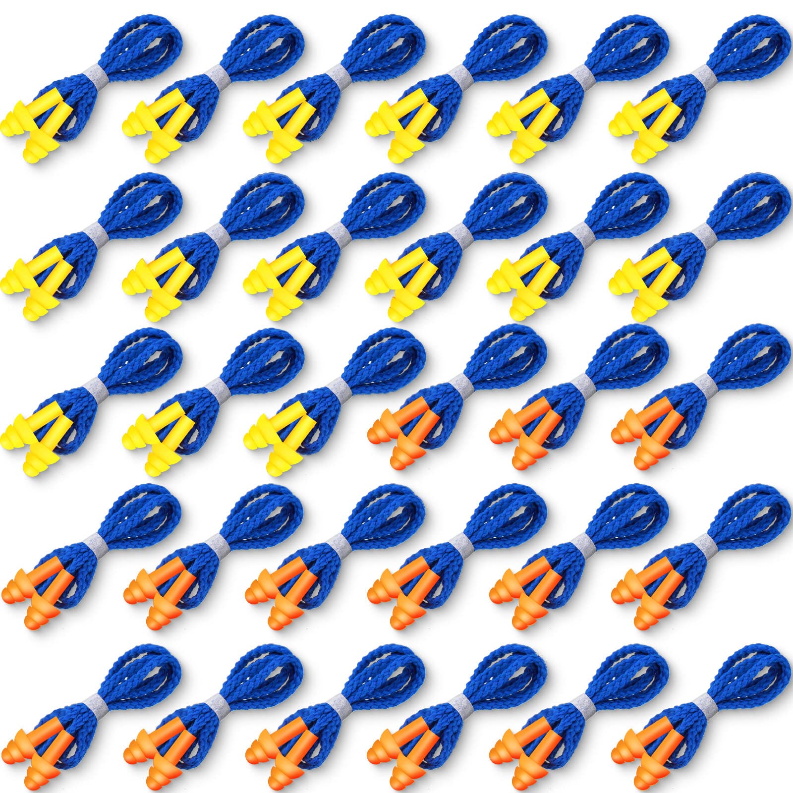 200 Pairs Ear Plugs Corded Silicone Earplugs Bulk Reusable Soft Earplugs with Cord Sleeping Hearing Protection Noise Cancelling Earplugs for Work Construction Shooting Sports, Yellow and Orange