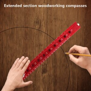 Large Wood Scriber Tool,Woodworking Compass Scriber Aluminum Alloy Adjustable Arc Drawing Ruler Drawing Circle Ruler Marking Gauge Metric and Inch Dual-Scale Fixed-Point Marking Carpenter Tools