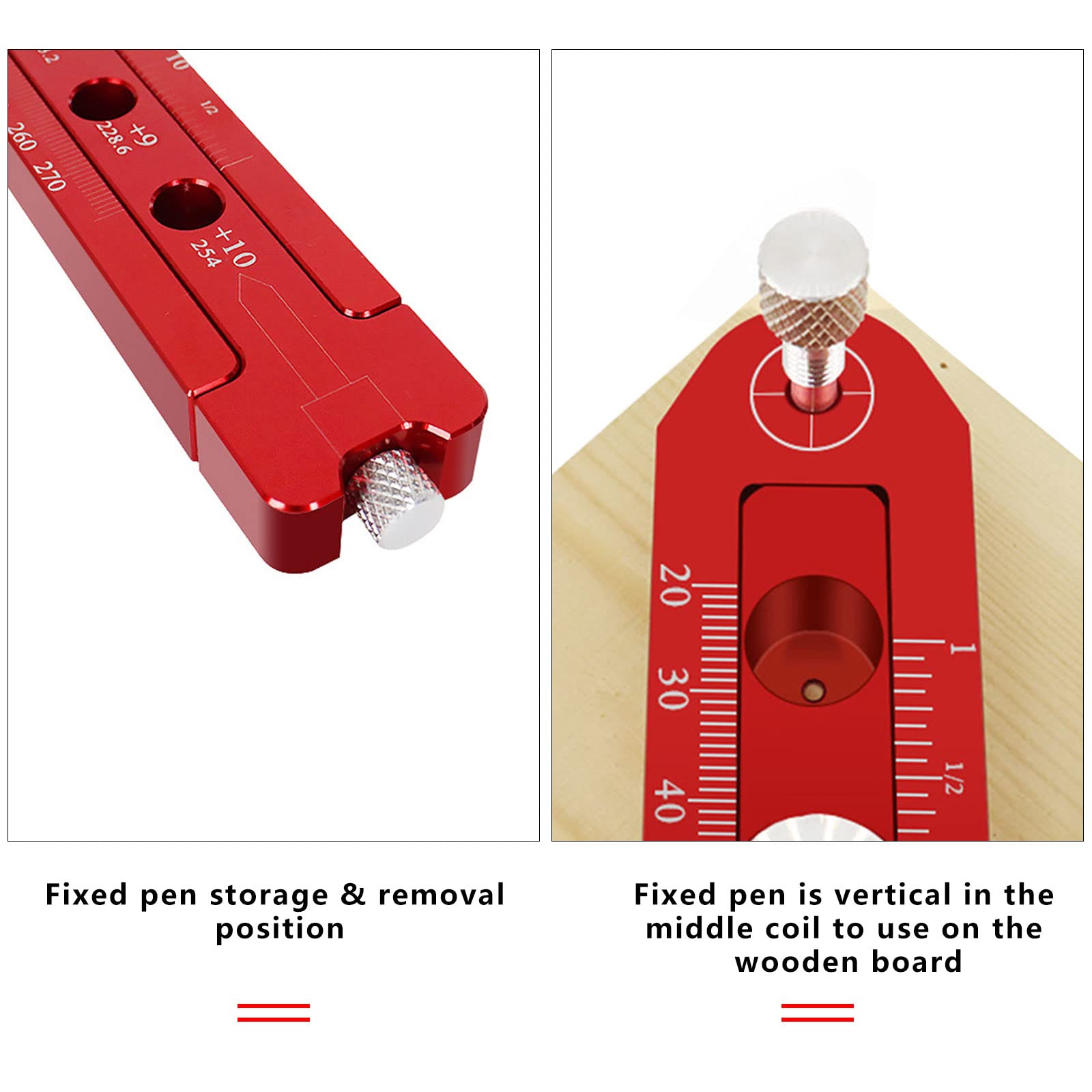 Large Wood Scriber Tool,Woodworking Compass Scriber Aluminum Alloy Adjustable Arc Drawing Ruler Drawing Circle Ruler Marking Gauge Metric and Inch Dual-Scale Fixed-Point Marking Carpenter Tools