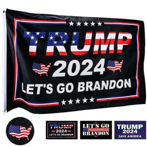 trump 2024 flag,lets go brandon- 3 trump stickers,fjb biden sucks,lets go bandon flag,3x5 foot indoor outdoor patriotic decoration banner,2 grommets,double sided trump flag with vivid colors fjb