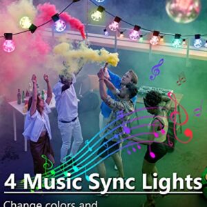 Solar String Lights Outdoor Waterproof RGB, 50Ft App& Remote Control Solar Powered Patio Lights with 25 LED, Dimmable Music Hanging Lights for Balcony Deck Gazebo Pergola Camping Decor