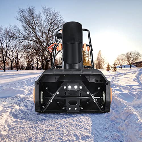 Kapoo Snow Thrower, Black & Orange 18 Inch Electric Snow Blower, 13 Amp, Steel Auger, 180° Rotatable Chute and Overload Protection bb08