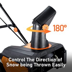 Kapoo Snow Thrower, Black & Orange 18 Inch Electric Snow Blower, 13 Amp, Steel Auger, 180° Rotatable Chute and Overload Protection bb08