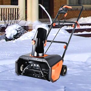 Kapoo Snow Thrower, Black & Orange 18 Inch Electric Snow Blower, 13 Amp, Steel Auger, 180° Rotatable Chute and Overload Protection bb08