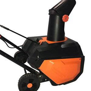 Kapoo Snow Thrower, Black & Orange 18 Inch Electric Snow Blower, 13 Amp, Steel Auger, 180° Rotatable Chute and Overload Protection bb08