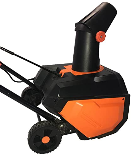 Kapoo Snow Thrower, Black & Orange 18 Inch Electric Snow Blower, 13 Amp, Steel Auger, 180° Rotatable Chute and Overload Protection bb08