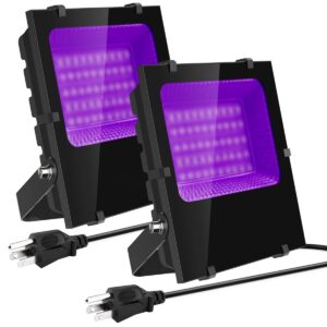 waygor 2 pack 200w led black lights - black light flood light ip66 waterproof outdoor blacklight for dance party, stage light, body paint, aquarium, fluorescent poster, glow in the dark, neon glow