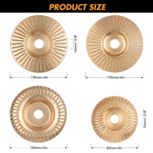 9PCS Wood Carving Disc Set,Grinding Wheel Shaping Disc for Wood Cutting for 4" or 4 1/2" Angle Grinder with 5/8" Arbor, Tungsten Carbide Grinder Cutting Wheel Attachments (Gold) (9PCS-Gold)