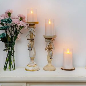 Raycare Battery Operated Flameless Candles, 3Pack LED Flickering Flameless Candles with Remote and Timer, 10-Key Remote Control Flameless Fake Pillar Candles for Home Wedding Party Decor (White)