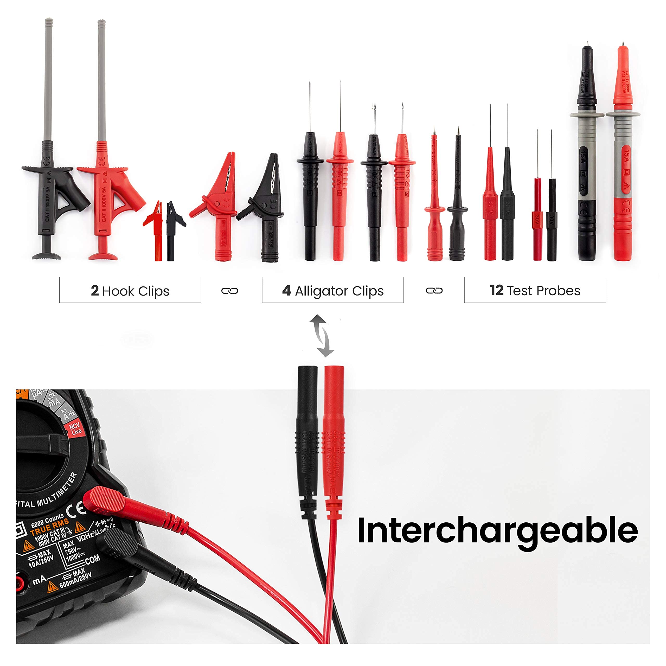 23PCS Test Leads Kit & Smart Multimeter