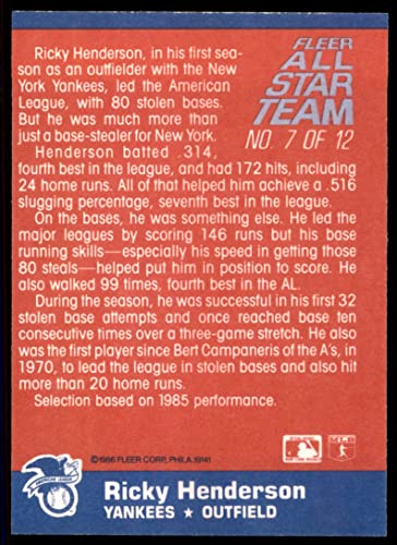 1986 Fleer - All Star Team #7 Rickey Henderson