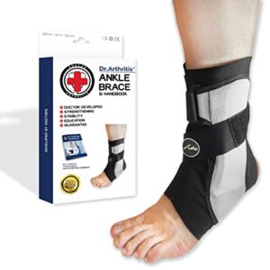 doctor developed ankle brace for sprained ankle, support stabilizer splint for injured foot – foot brace/ achilles & peroneal tendonitis – ankle brace for women / men (medium, single, left)